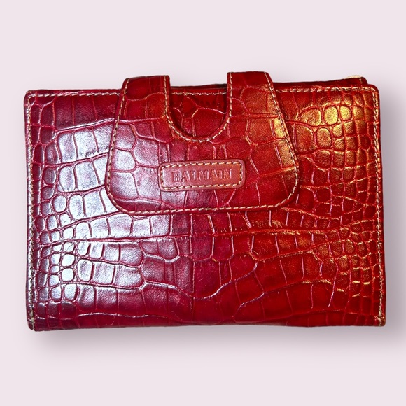 Balmain | Accessories | Vintage Balmain Wallet Red Leather Crocodile ...